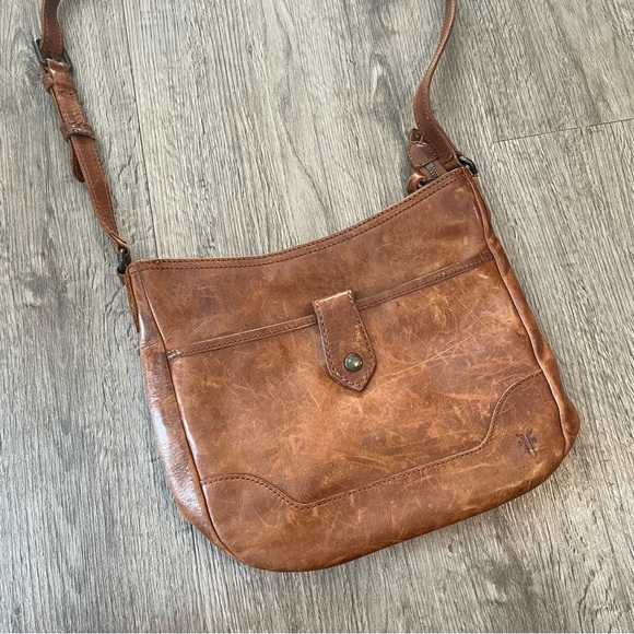 Frye | Bags | Frye Melissa Button Distressed Brown Leather Crossbody ...